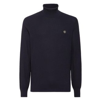 Philipp Plein Homme, Pulls, Bleu, Taille: XL Pull en Tricot Col Roul&eacute; M&eacute;lange Laine et Soie