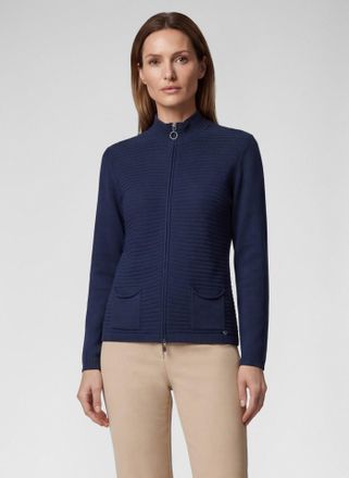 Rabe Strickjacke RABE, Damen, Gr. 50, pazifik, Strick, Obermaterial: 50% Baumwolle, 50% Polyacryl, unifarben, normal h&uuml;ftbedeckend, Rundhals, Strickjacken 
