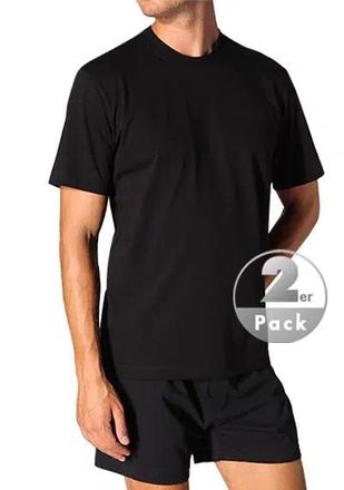 Schiesser Herren T-Shirts schwarz Baumwolle unifarben