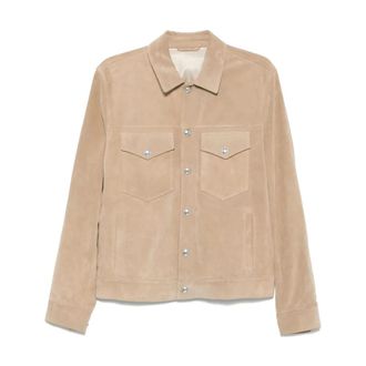 Eleventy Taupe Wildlederjacke mit Knopfverschluss - - Jackets - Herren - Braun - 3XL