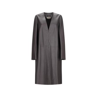 Fendi Stylischer Leder&uuml;bermantel f&uuml;r M&auml;nner - - Coats - Damen - Lila - XS