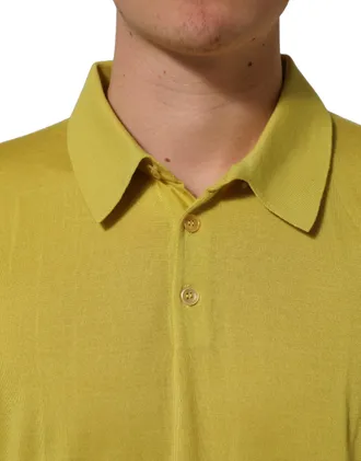 Dolce & Gabbana Mens Yellow Cashmere Short Sleeves Polo T-Shirt Silk