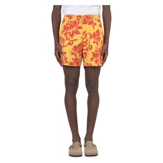 ERL Tropische Blumen Bedruckte Denim Shorts - - Shorts - Herren - Gelb - L