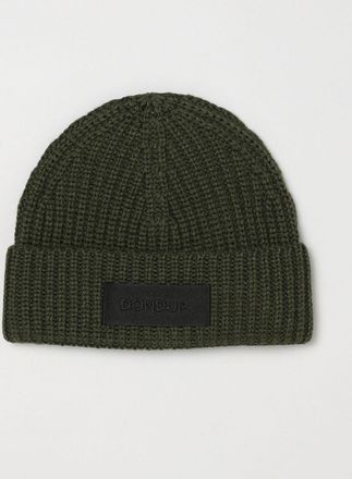 Dondup Gerippte Beanie-M&uuml;tze aus Wollmischung mit Umschlag und gesticktem Logo