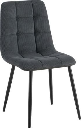 Clp Esszimmerstuhl Antibes I Küchenstuhl gepolstert mit gestepptem Cordbezug I Polsterstuhl mit Metallgestell I bis 150 kg belastbar, Farbe:schwarz