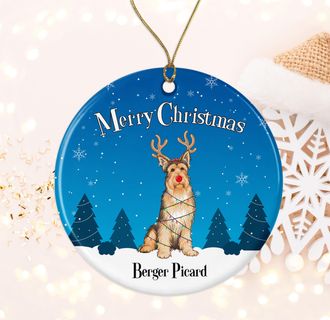 Generic Ornamente Berger Picard Tierliebhaber Hund Personalisierter Weihnachtsbaum H&auml;ngende Bunte Ornamente Keramik F&uuml;r T&uuml;r Innen Fenster