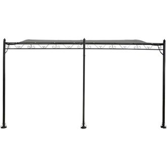 Habitat et Jardin Pergola tonnelle adoss&eacute;e en m&eacute;tal - 3 x 4 m - Gris