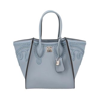 Ermanno Scervino Femme, Sacs, Bleu, Taille: ONE Size Refined Leather Handbag