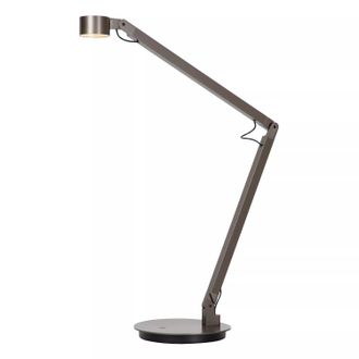 Licht-Erlebnisse LED Schreibtischleuchte Aluminium Grau Wohnzimmer B&uuml;ro 90 cm 3000 K 90-480 lm 7 W Knickgelenk flexibel Schreibtisch Tischlampe RYLIN