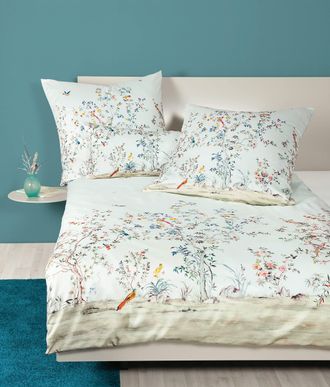 Janine Bettwäsche Mako-Satin Milano 135x200 cm + 80x80 cm mineralblau jadehauch