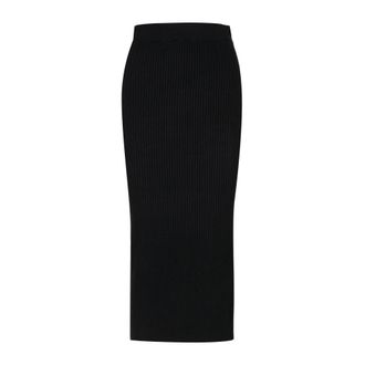 Max Mara Schwarzer Gerippter Strick Hoher Taillenrock - - Skirts - Damen - Schwarzk - L
