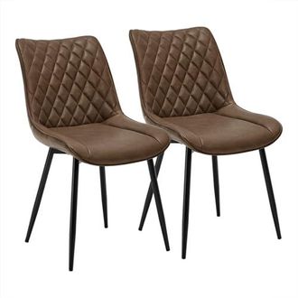Woltu Chaise de Salle à Manger Lot de 2, Chaises de Salon Scandinaves, pour Salle de Séjour, Chambre à Coucher, Cuisine, en Similicuir et Métal, Vert Foncé,