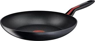 Lagostina Rote Wok Linie Antihaftbeschichtung aus Aluminium, Ø 28 cm, Induktionskochtopf, Gas und Ofen bis 175 °C, Thermosignal-Kochanzeige, rutschfeste Silikon