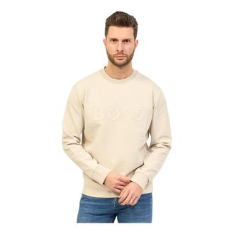 HUGO BOSS Crewneck-Pullover mit Logo-Print - - Sweatshirts & Hoodies - Herren - Beige - L