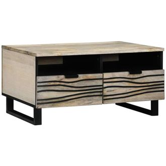 vidaXL Vidaxl - Table basse Blanc, Noir 80 x 54 x 40 cm bois de manguier massif