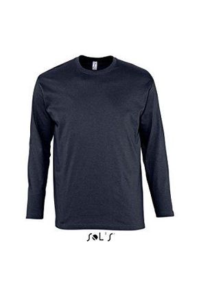 SOLS SolS Monarch - Tee-Shirt Homme à Manches Longues - col Rond - 100% Coton - Marine - XL