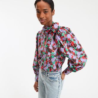 La Redoute Collections Chemise Lavalli&egrave;re Imprim&eacute; Floral Manches Longues