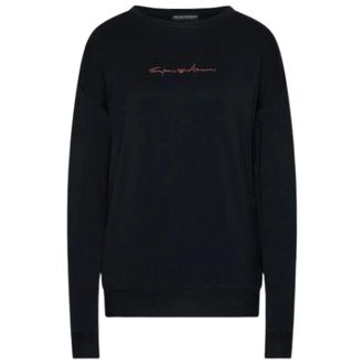 Emporio Armani Femme, Sweatshirts et sweats &agrave; capuche, Noir, Taille: 42 FR Felpa Leggera Logo Signature e Borchie