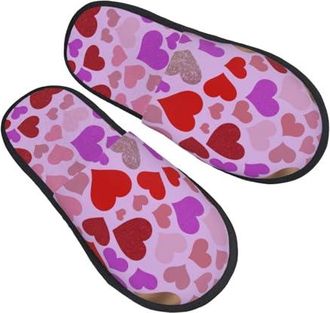 Generic Pantoufles Coeurs Roses Cramoisis L&eacute;gers Pantoufles DH&ocirc;tel R&eacute;utilisables Maison Slippers Pour Camping Automne Homme L