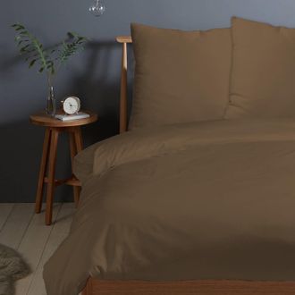 Pizuna 400 Fadenzahl aus Baumwolle Bettw&auml;sche Holziges Braun, 100% Langstaple Baumwolle Bettbezug und Kissenbezug, 100% Baumwolle Mako Satin 3-Teilig Bettw&auml;s