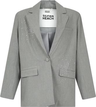 Silvian Heach Nadelstreifen-Blazer mit Kristall-Kaskade - - Jackets - Damen - Grau - L