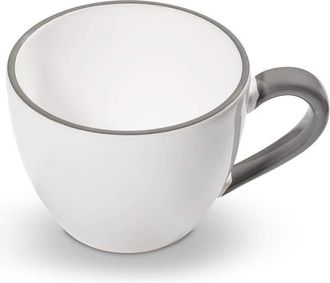 Gmundner Keramik Teetasse Maxima F&uuml;llmenge : 0.4 Liter Grauer Rand Geschirr, handgemacht in &Ouml;sterreich