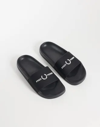 Fred Perry Slider in Schwarz mit Logo