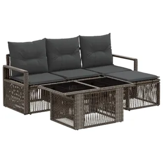 vidaXL Set Divano Da Giardino 5 Pz Grigio E Grigio Scuro Polyrattan Vidaxl