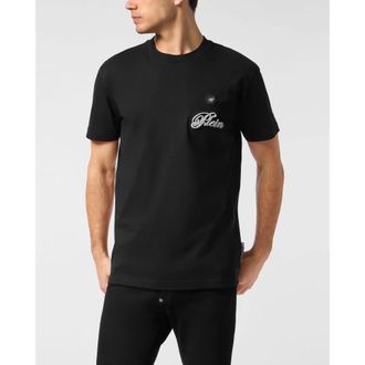 Philipp Plein Homme, Tops, Noir, Taille: XL Basic Signature T-Shirt