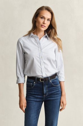 GANT Damen Regular Fit Popeline Bluse mit Streifen (46) EGGSHELL