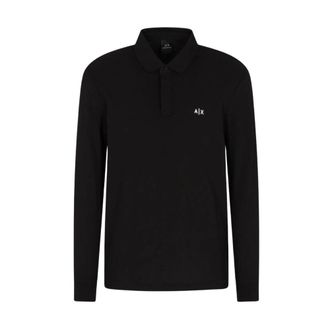 A|X Armani Exchange Langarm-Polohemd mit verdeckter Knopfleiste - - Tops - Herren - Schwarzk - 2XL