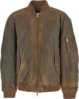 Golden Goose Homme, Vestes, Brun, Taille: XL Veste en Cuir Marron avec Effets Us&eacute;s