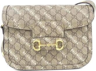 Gucci Pre-owned Horsebit 1955 GG Supreme Sac Bandouli&egrave;re - Femme - Pre-owned - Beige - Taille: ONE Size