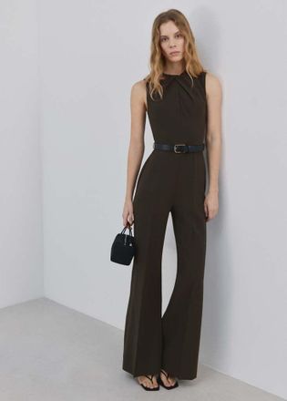 Mango Jumpsuit mit drapiertem Detail und G&uuml;rtel braun - Damen - 3XL - MANGO