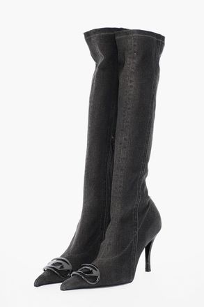 Diesel Denim-Stiefel D-VENUS mit spitzer Spitze und 10 cm Absatz Diesel