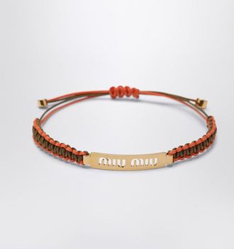 Miu Miu Olive green/orange braided cord bracelet