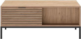 Altobuy Altobuy - appa - Table Basse Tiroirs à Ouverture Bi-latérale Aspect bois Tasseaux Pieds Métal