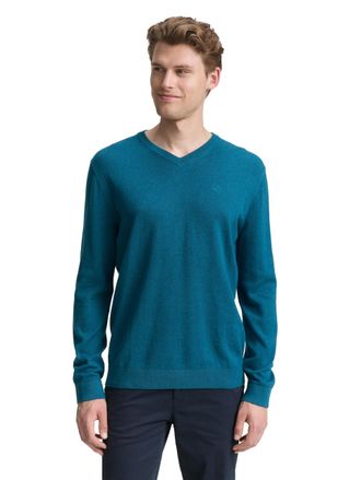 Tom Tailor Herren 1039811 Pullover, 38778-Dark Aqua Melange, XL