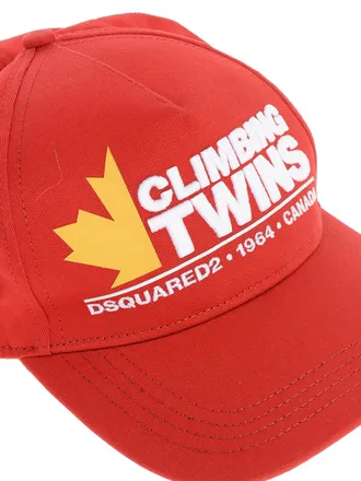 Dsquared2 Mens Climbing Twins Logo Baseball Cap Red Accessories > Beanies & Hats