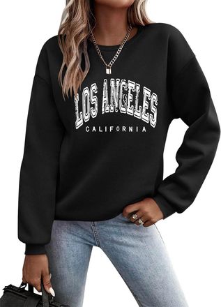 Generic Pullover Damen Sweatshirt Briefe Drucken Langarm Rundhals Pulli Winter Frauen Buchstaben Druck Locker Casual Oberteil Sport Streetwear Sweatshirts ohn