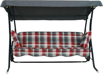 Go-De Go-de - Hollywood-Auflage 4-tlg. 50 cm x 180 cm x 8 cm, rot, karo rot Sitzpolster