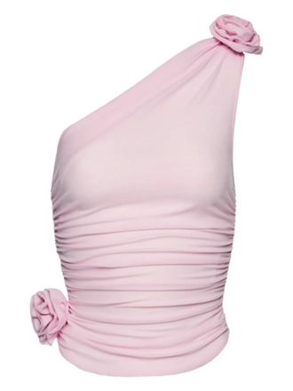 Magda Butrym haut orné de roses à une épaule