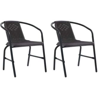 vidaXL Vidaxl - Chaises de jardin 2 pcs Plastique Rotin et acier 110 kg
