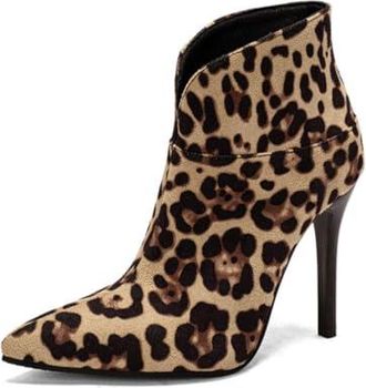 Generic Bottines Femme Bout Pointu Talons Aiguilles Hauts Imprimés Variés À Enfiler Chaussures Habillées Élégantes Soirée Bal,Leopard Print,38 EU