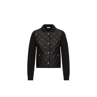 Moncler Moncler Cardigan En Laine &Agrave; Matelassage En Losanges, Femme, Noir, Taille: Xs