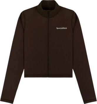 Sporty & Rich Serif Logo Sports Jacket - Femme - Vestes - Brun - Taille: 38 FR