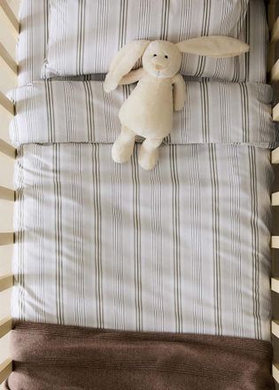 Mango Housse de couette percale de coton 200 fils rayures gris - Home - 100x120cm - MANGO HOME