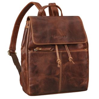 STILORD Jette Kleiner Damen Rucksack Elegant Cityrucksack Echtleder Tagesrucksack Vintage Frauen Lederrucksack schicker Damenrucksack, Farbe:cannes - braun