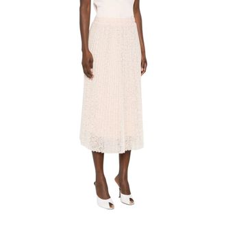 Ermanno Scervino Femme, Jupes, Rose, Taille: 40 FR Jupe Midi Pliss&eacute;e en Dentelle