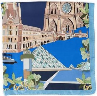 Au Printemps Paris Foulard en soie &agrave; motif